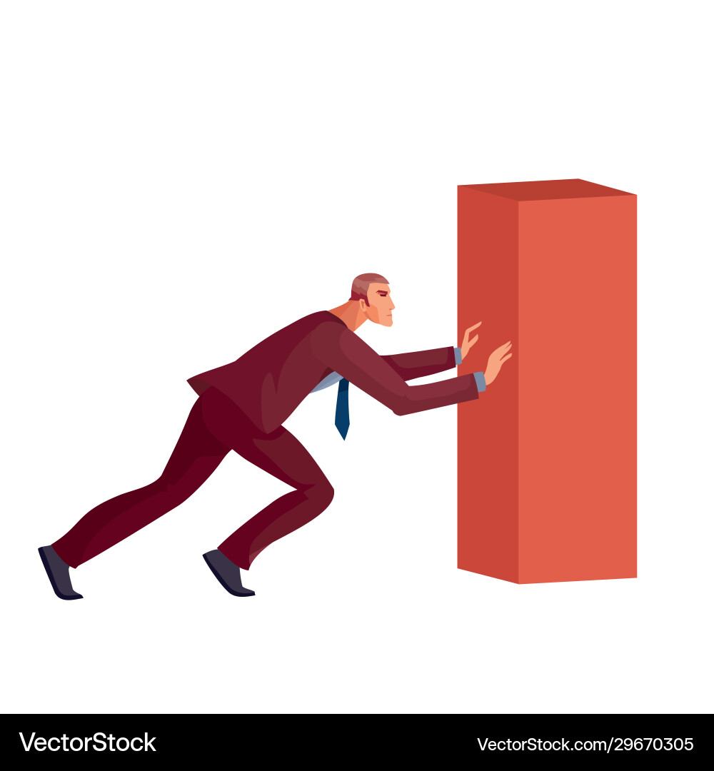 Businessman in a red suit pushes forward Vector Image