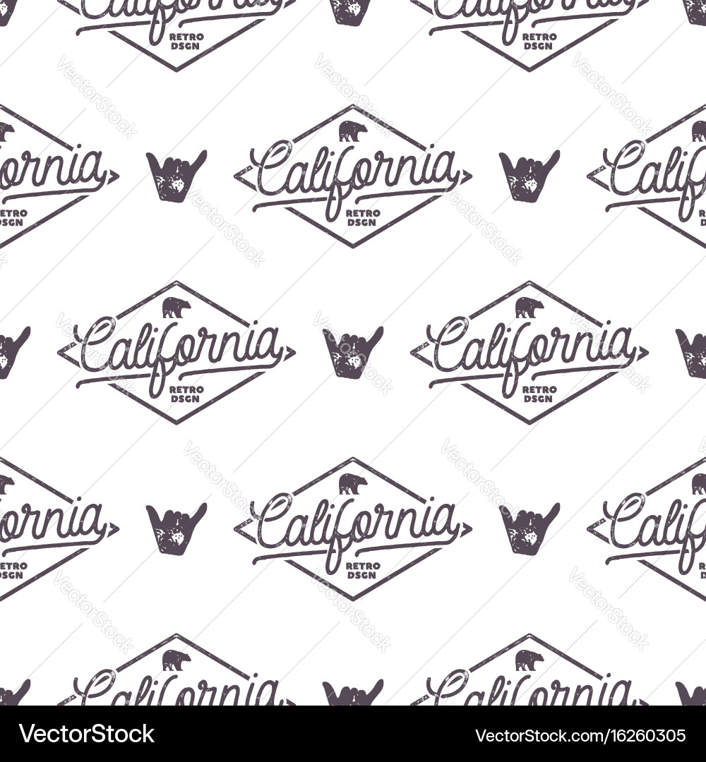 California surfing monochrome seamless pattern Vector Image