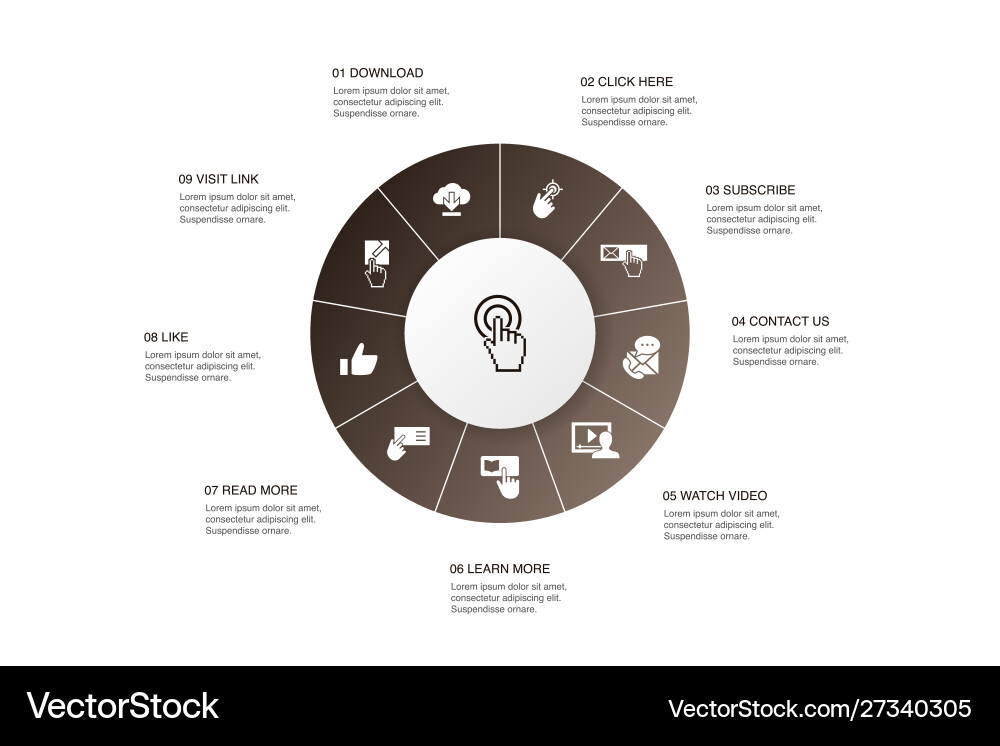 Call to action infographic 10 steps circle design Vector Image