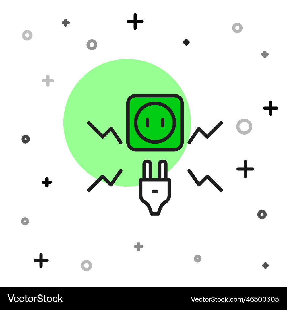 Filled outline connecting electric plug with Vector Image