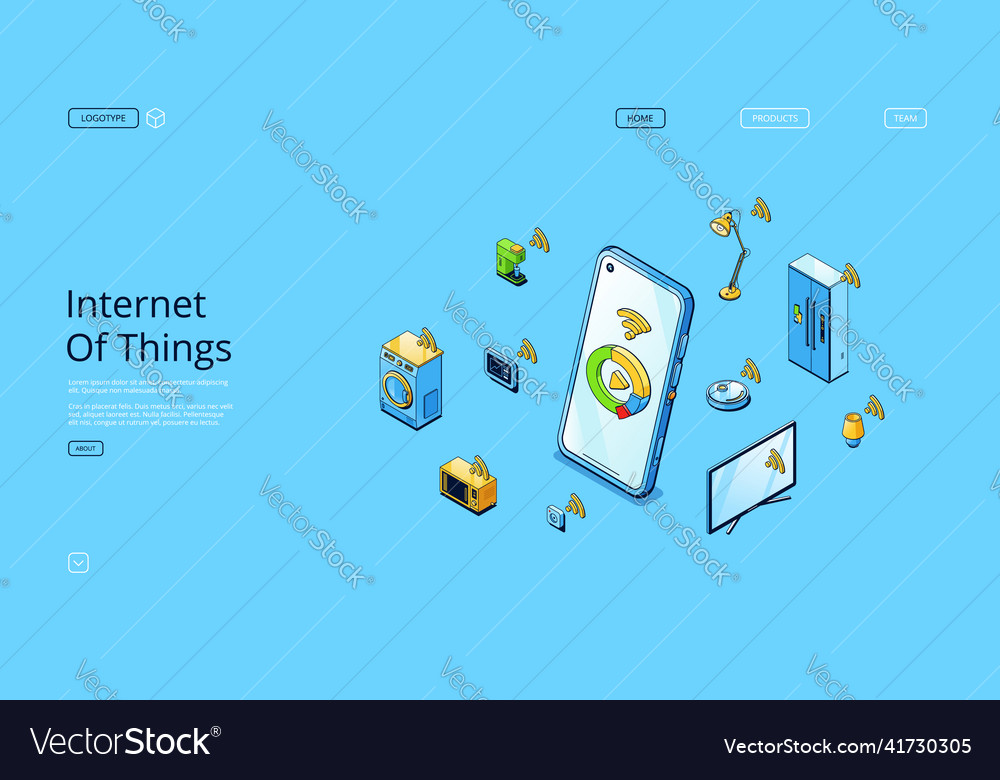 Internet of things isometric landing page iot Vector Image