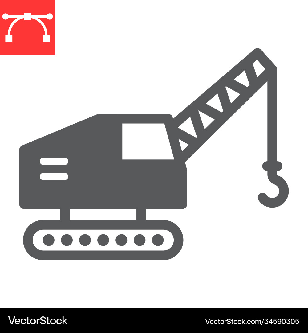 Mobile crane glyph icon construction and vehicle Vector Image