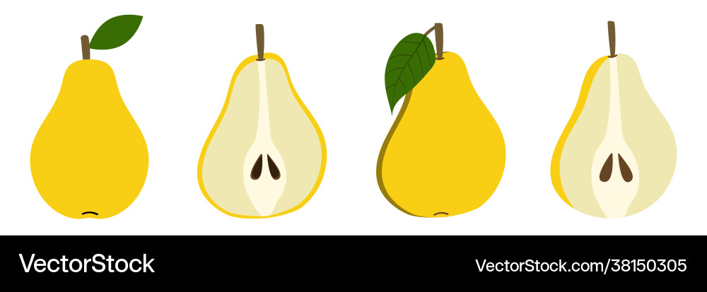 Pear yellow cartoon flat style isolated Royalty Free Vector