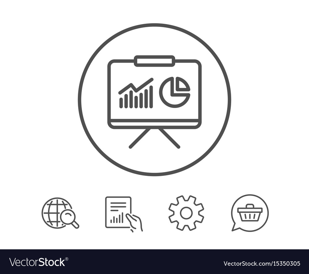 Presentation board line icon report chart sign Vector Image