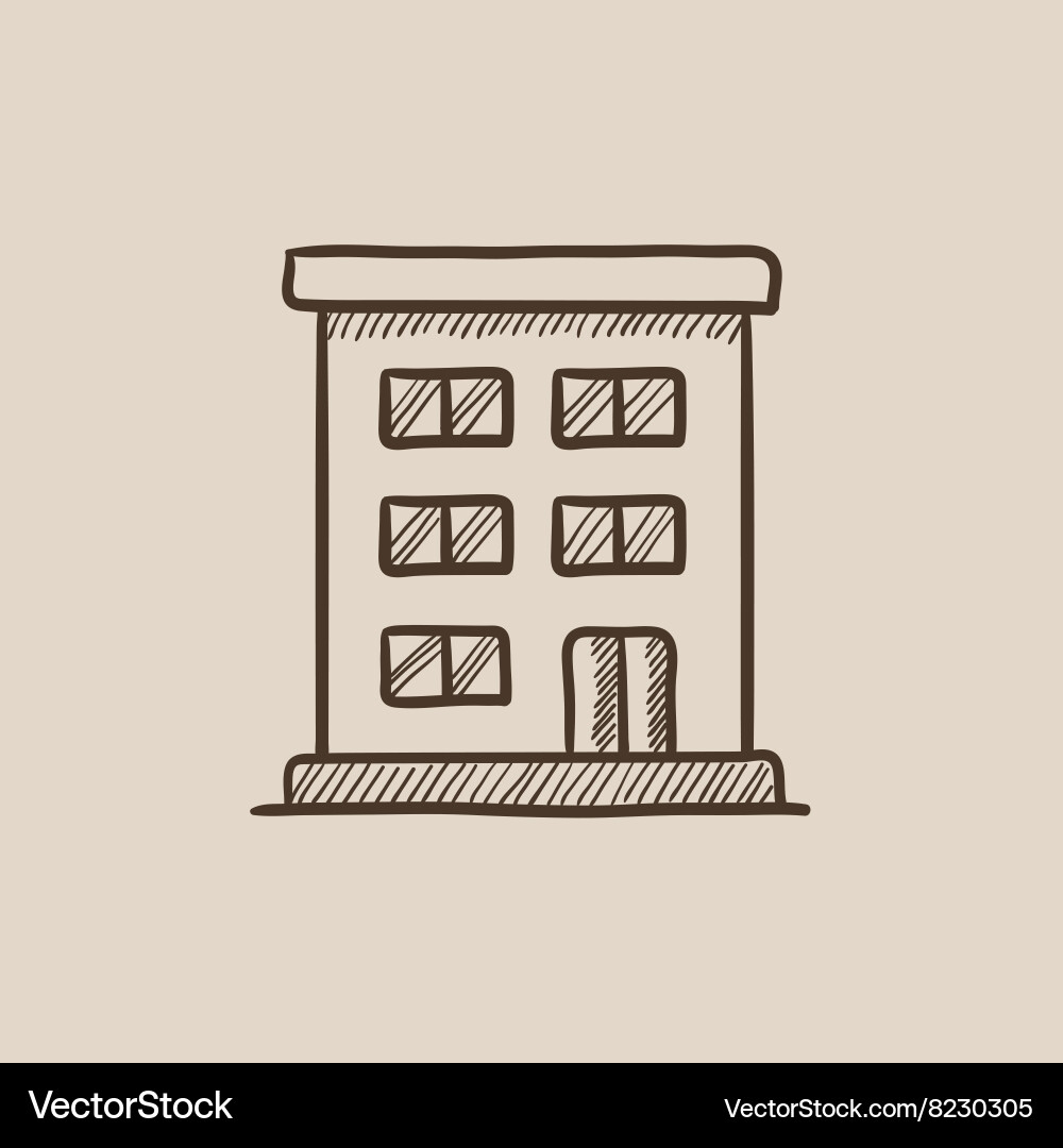 Residential building sketch icon Royalty Free Vector Image