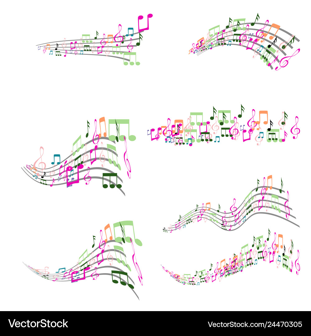 Set of colorful musical notes Royalty Free Vector Image