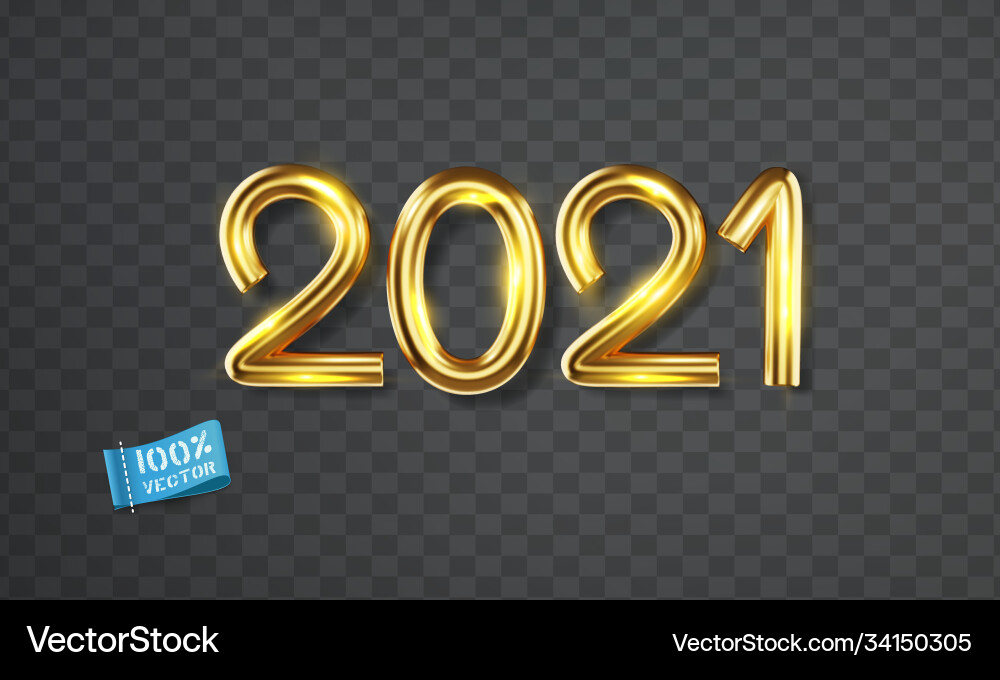 Shiny isolated gold numbers 2021 Royalty Free Vector Image