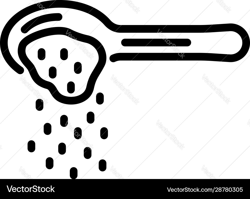 Sugar in spoon icon outline style Royalty Free Vector Image