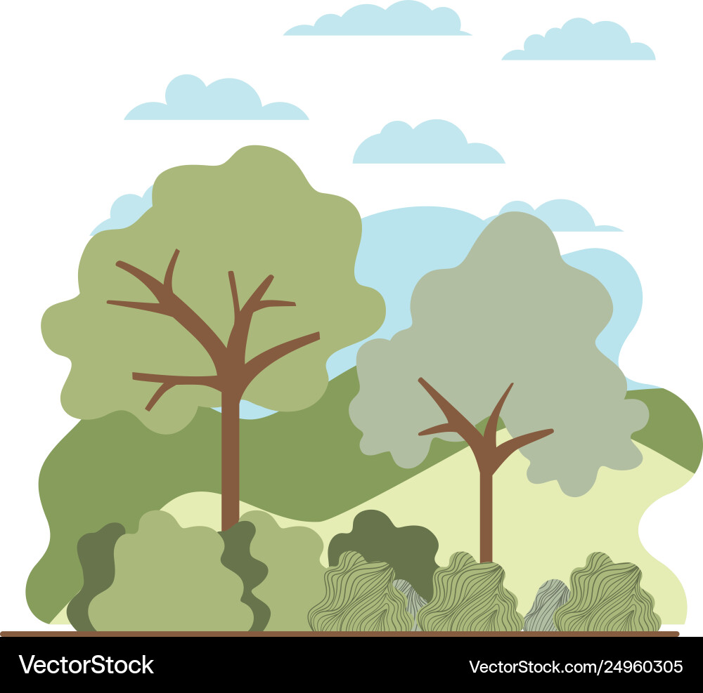 Trees plant with landscape isolated icon Vector Image