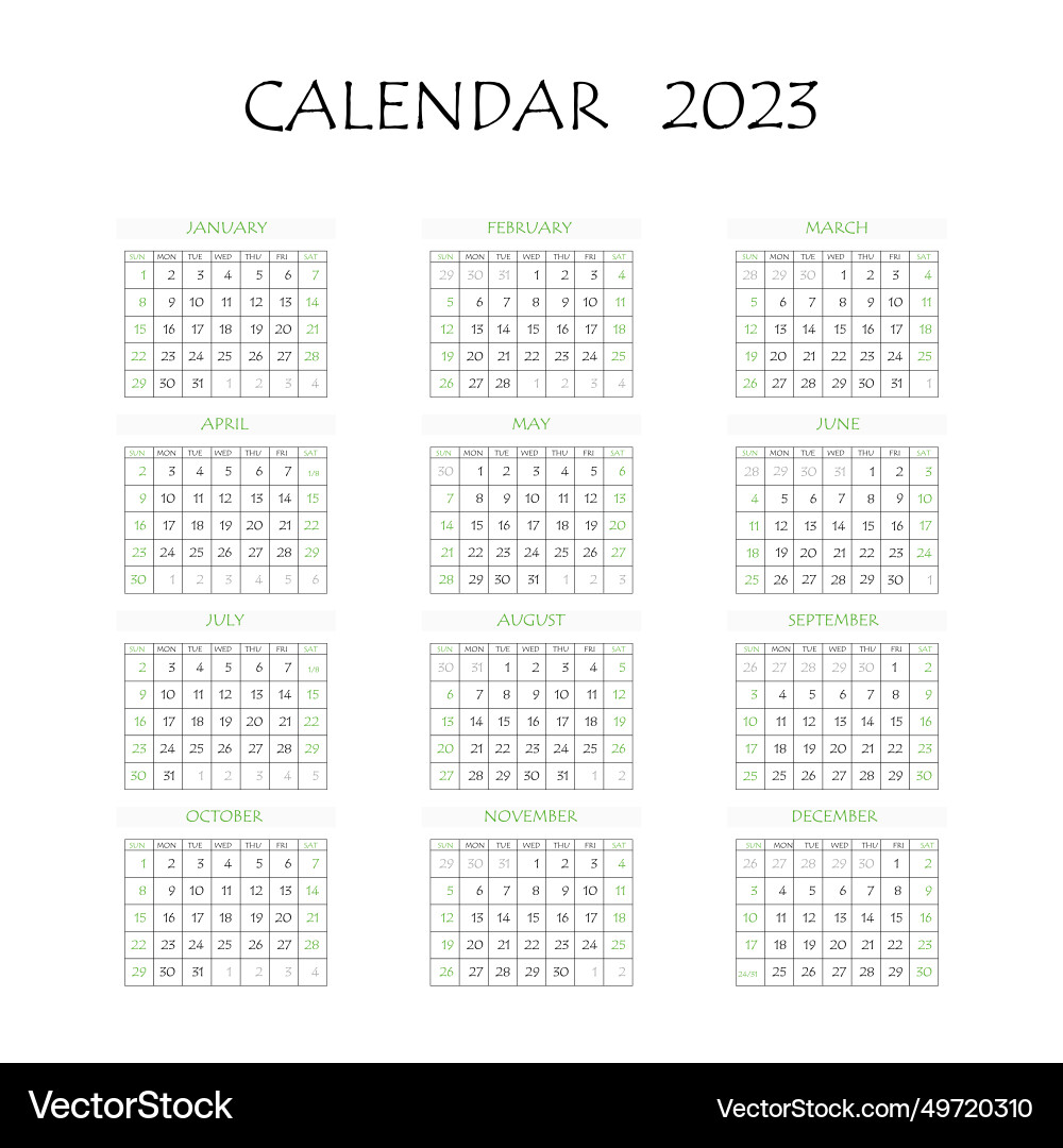 2023 calendar planner corporate week template Vector Image