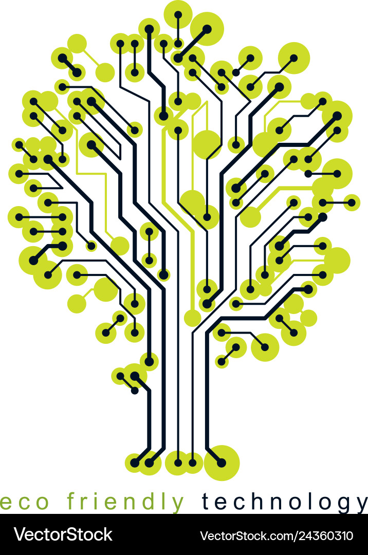Art graphic of modern digital tree technology Vector Image