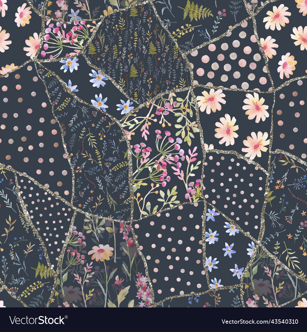 Beautiful seamless patchwork floral pattern Vector Image