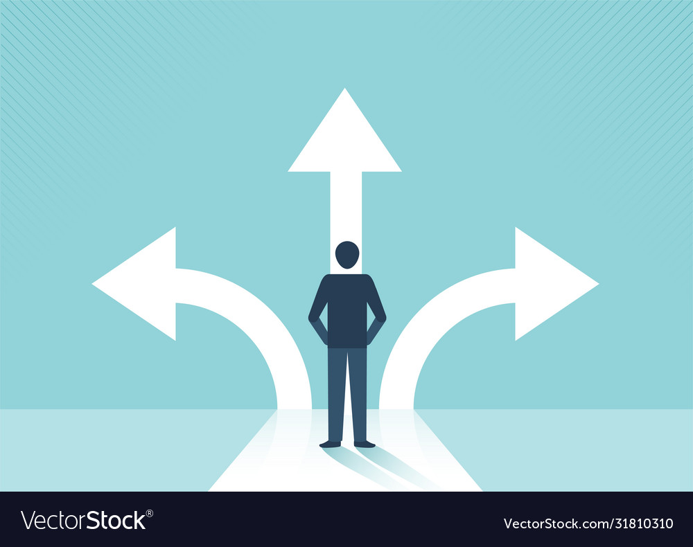 Businessman Standing On Crossroads Royalty Free Vector Image