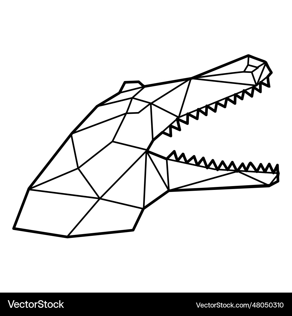 Crocodile alligator tooth head polygonal line Vector Image