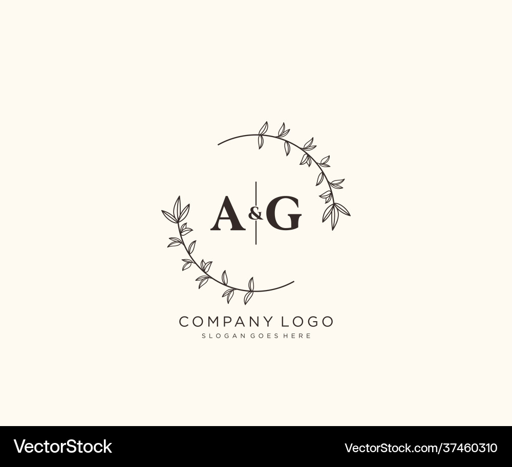 Initial ag letters beautiful floral feminine Vector Image