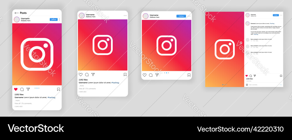 Instagram social media post mockup template Vector Image
