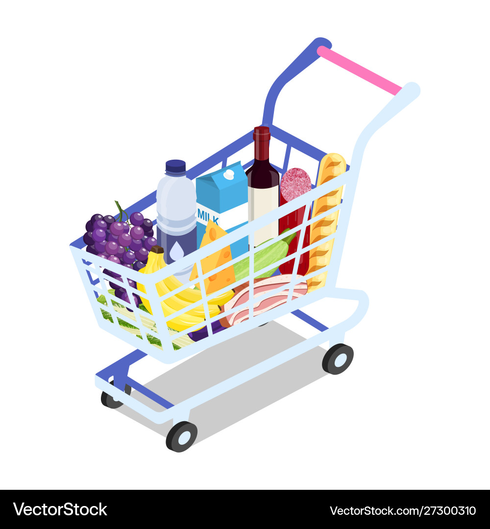 Isometric shopping cart Royalty Free Vector Image
