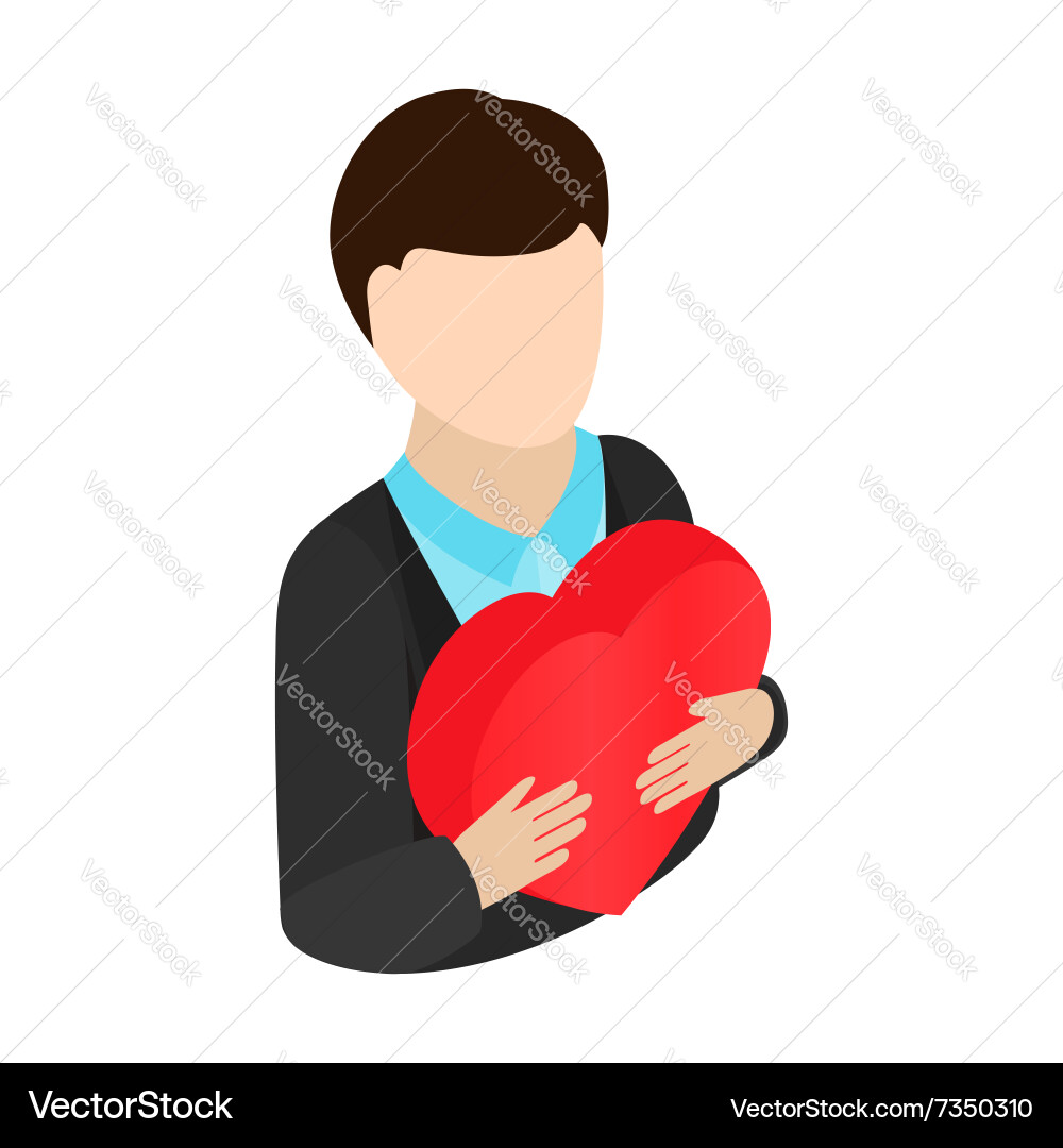 Man gives heart isometric 3d icon Royalty Free Vector Image