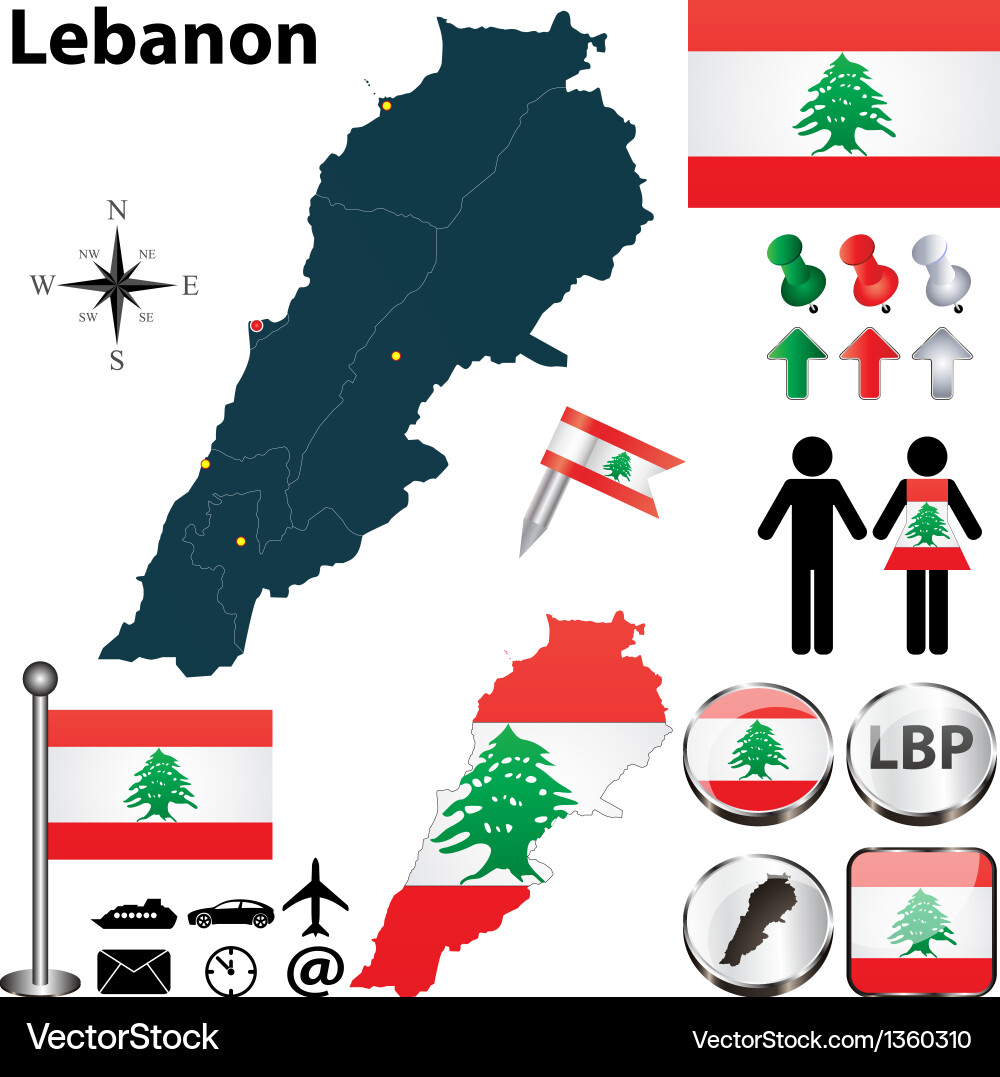 Map of lebanon Royalty Free Vector Image - VectorStock