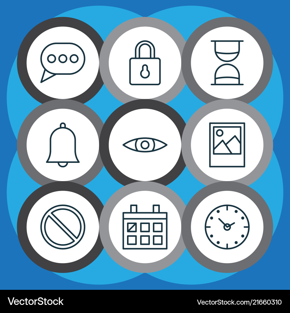 Network icons set with alarm eyes clock Royalty Free Vector