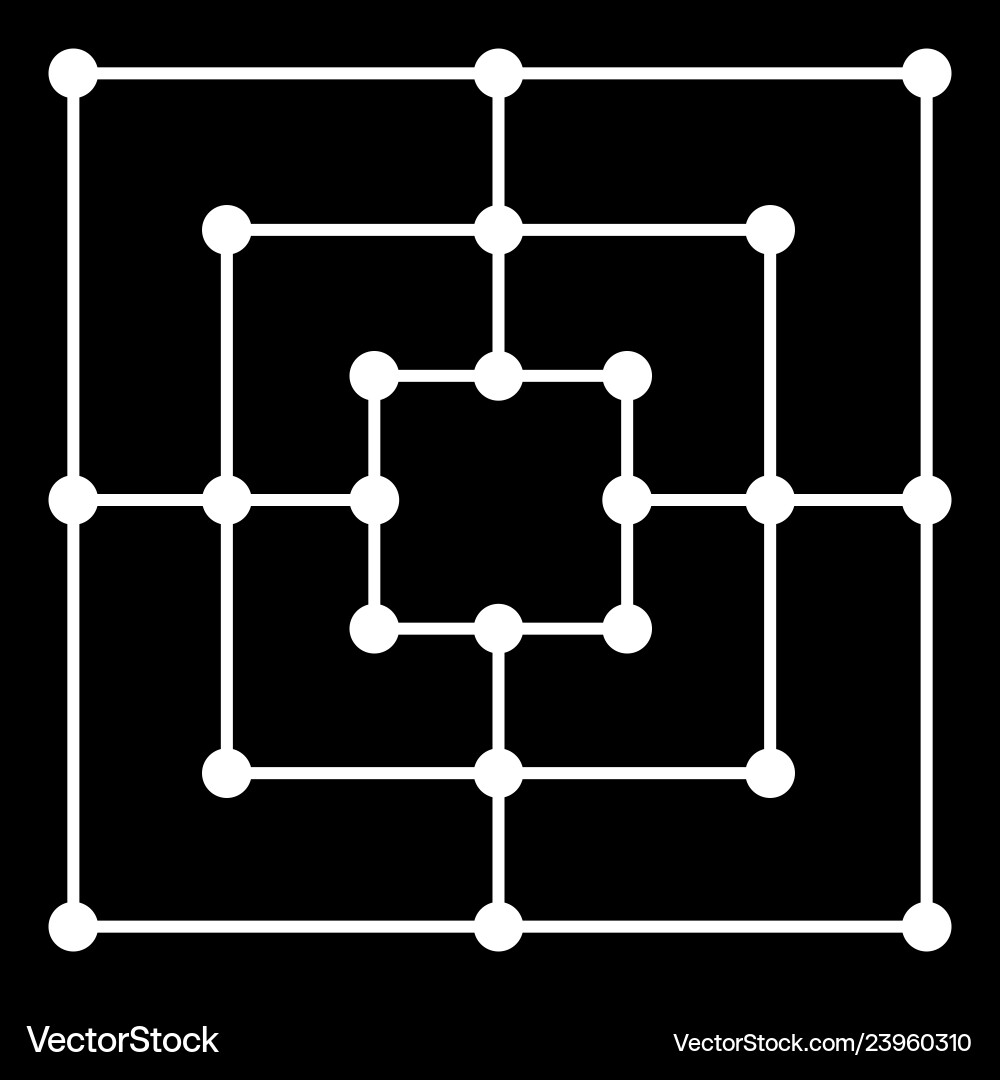 Nine mens morris board strategy game isolated Vector Image