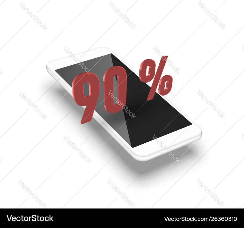 Realistic smartphone with a 3d percentage Vector Image