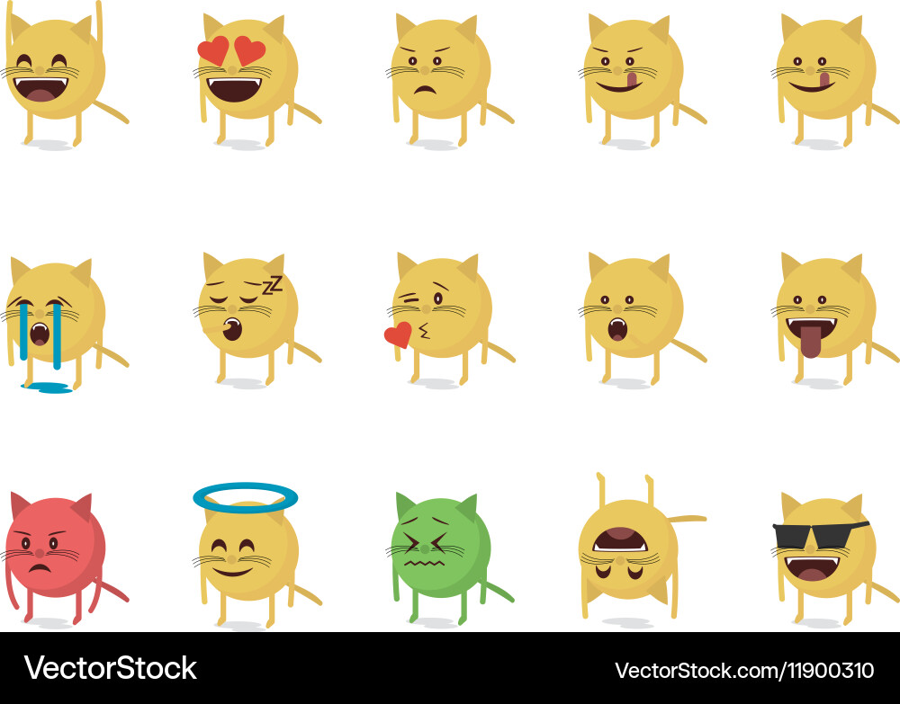 Set of cat emoticon Royalty Free Vector Image - VectorStock