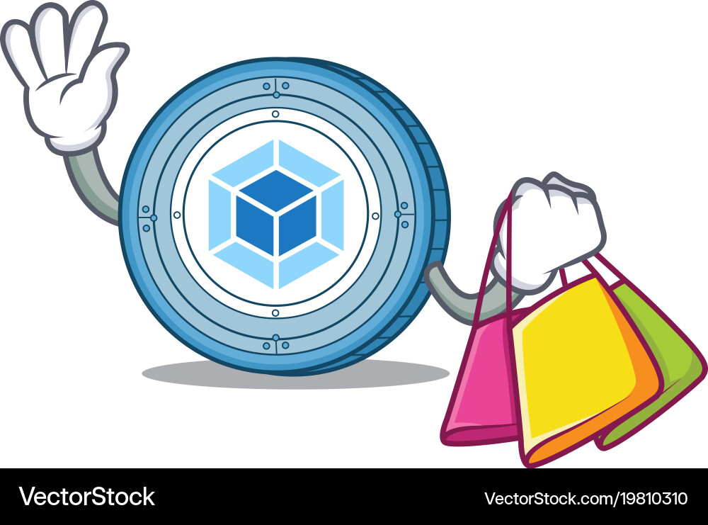 Shopping webpack coin character cartoon Royalty Free Vector