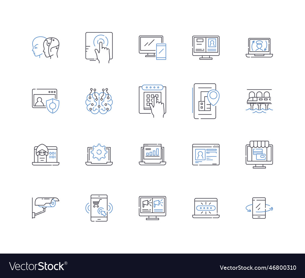 Technology line icons collection innovation Vector Image