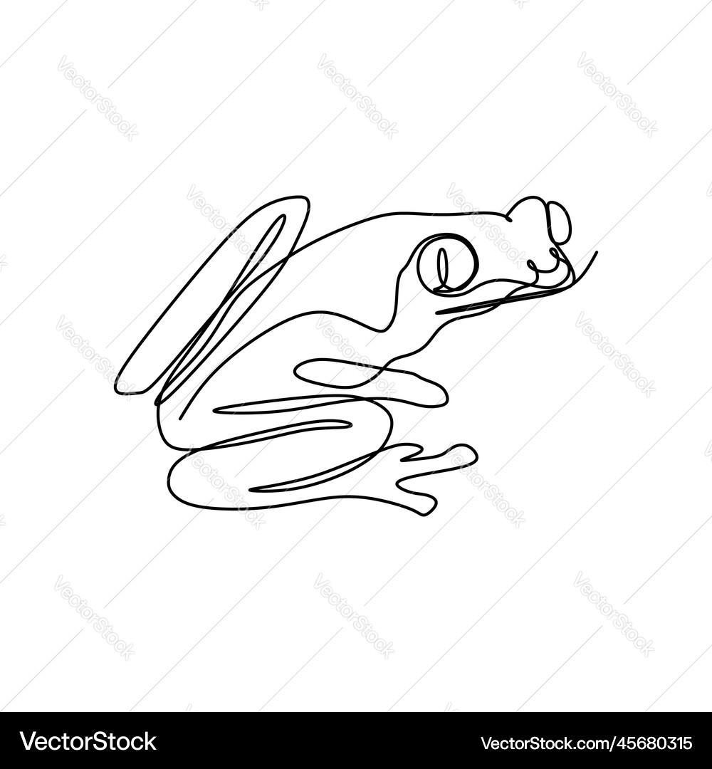 Frog one line art drawing minimalist design Vector Image