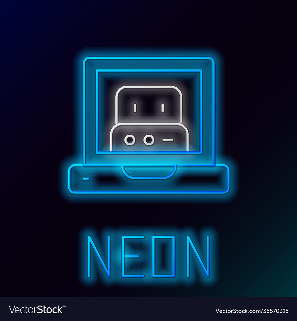 Glowing neon line creating robot icon isolated Vector Image