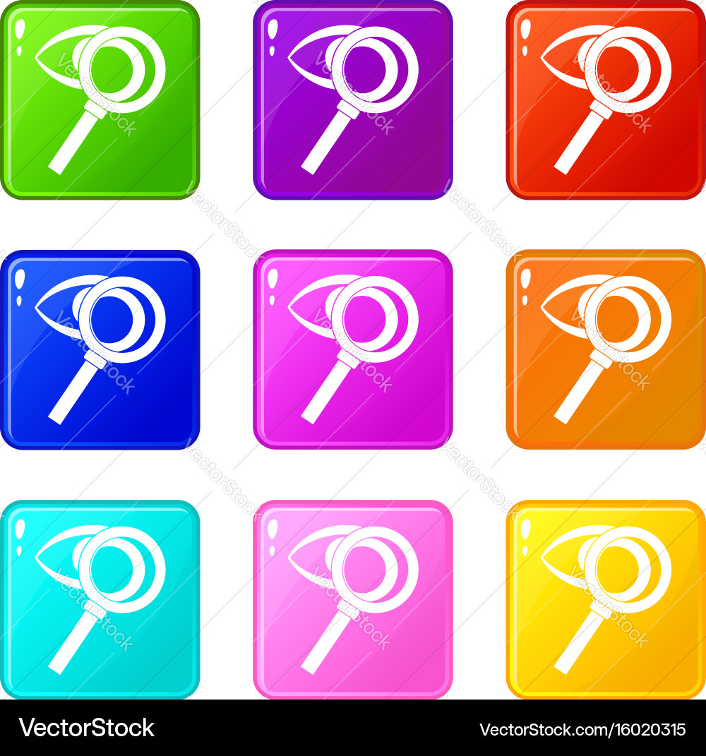 Magnifying glass with eye set 9 Royalty Free Vector Image