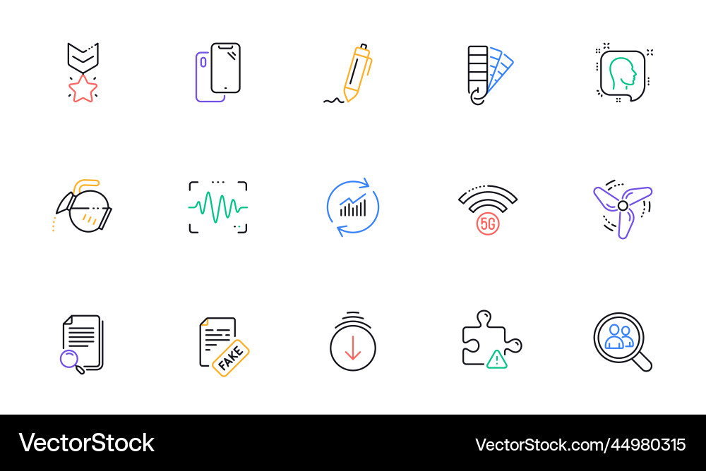 Palette scroll down and smartphone line icons Vector Image