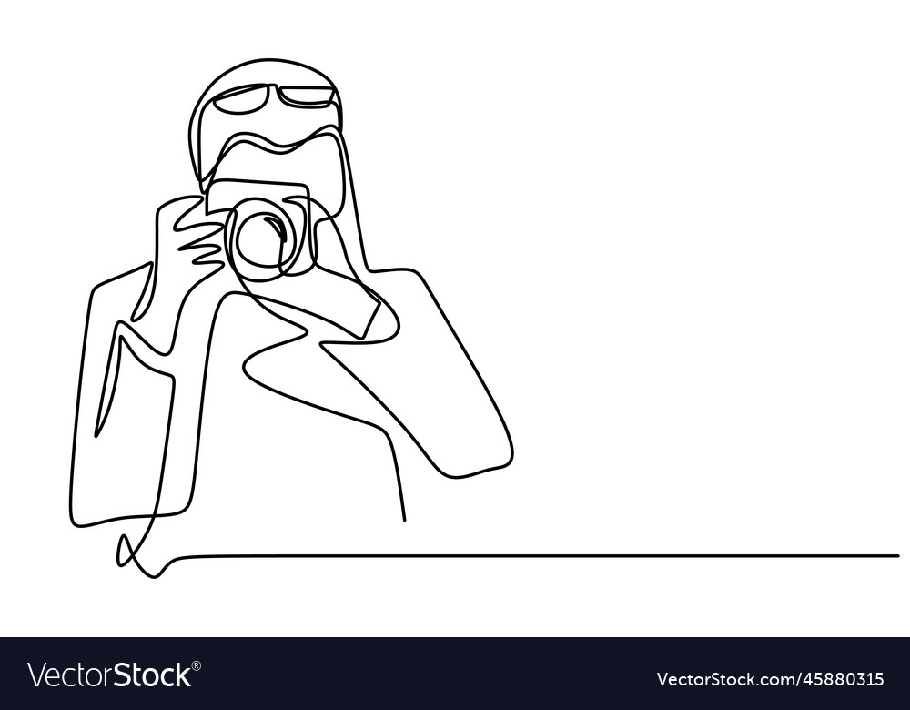 Photographer continuous one line man taking Vector Image Photographer continuous one line man taking Vector Image