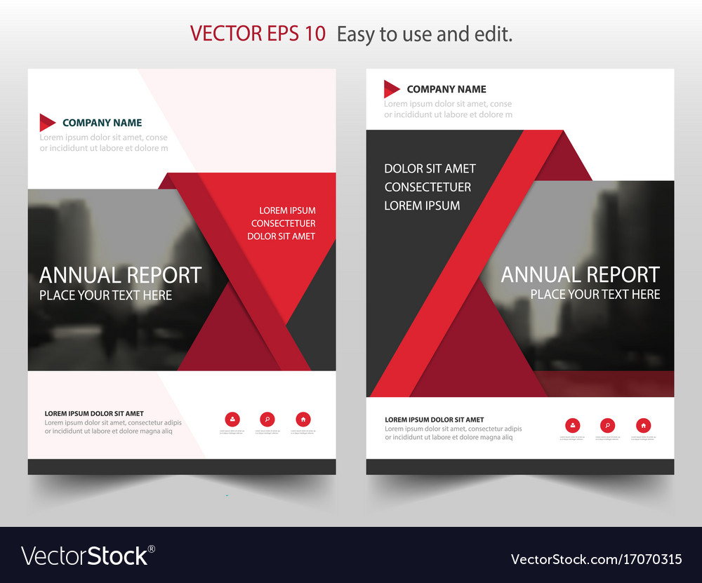 Red Triangle Brochure Annual Report Leaflet Vector Image