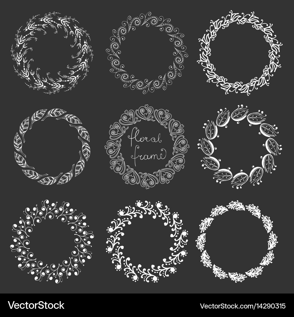 Set of round floral frames Royalty Free Vector Image