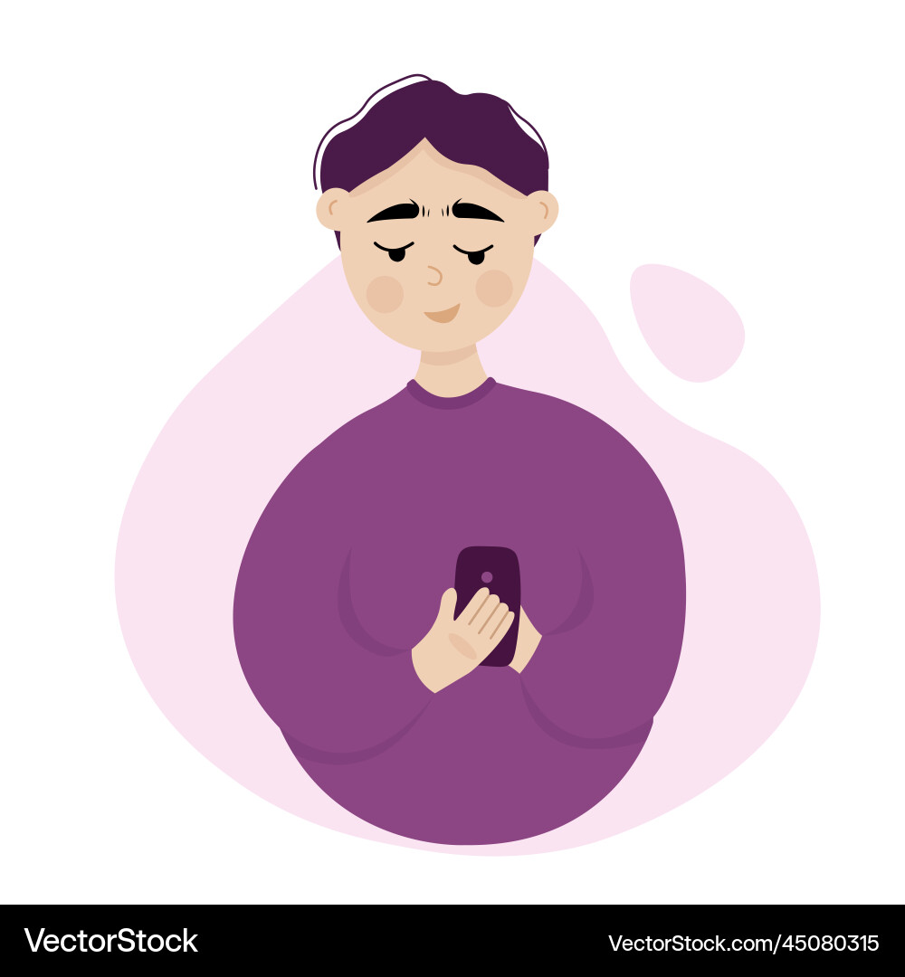 Smiling young adult man checking Royalty Free Vector Image