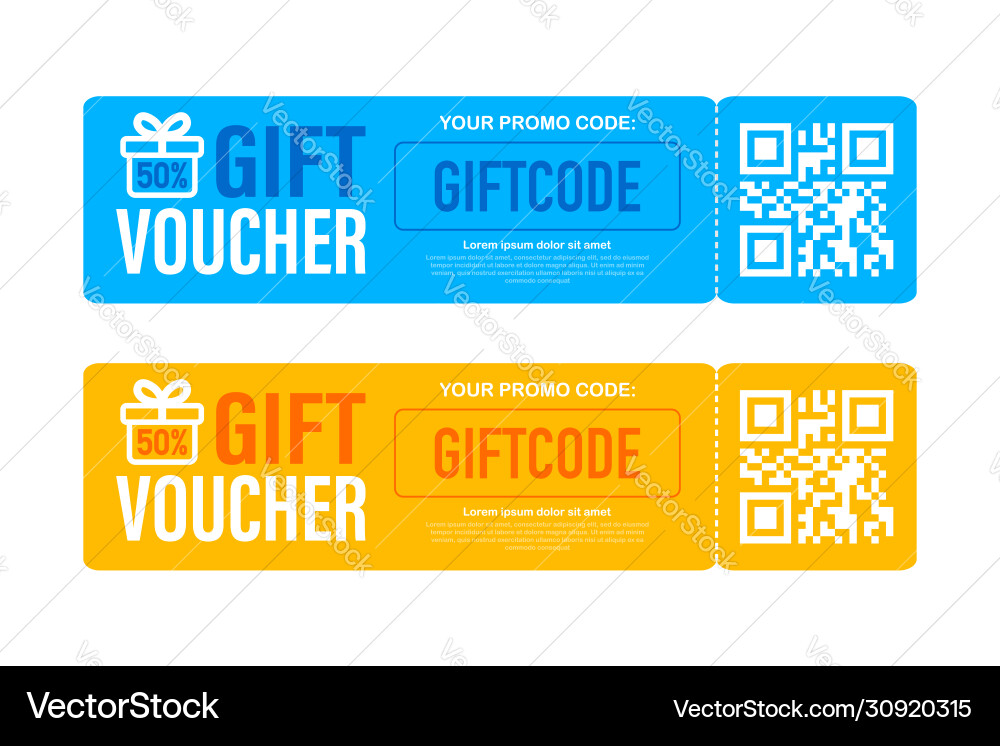 Template red and blue gift card voucher Royalty Free Vector