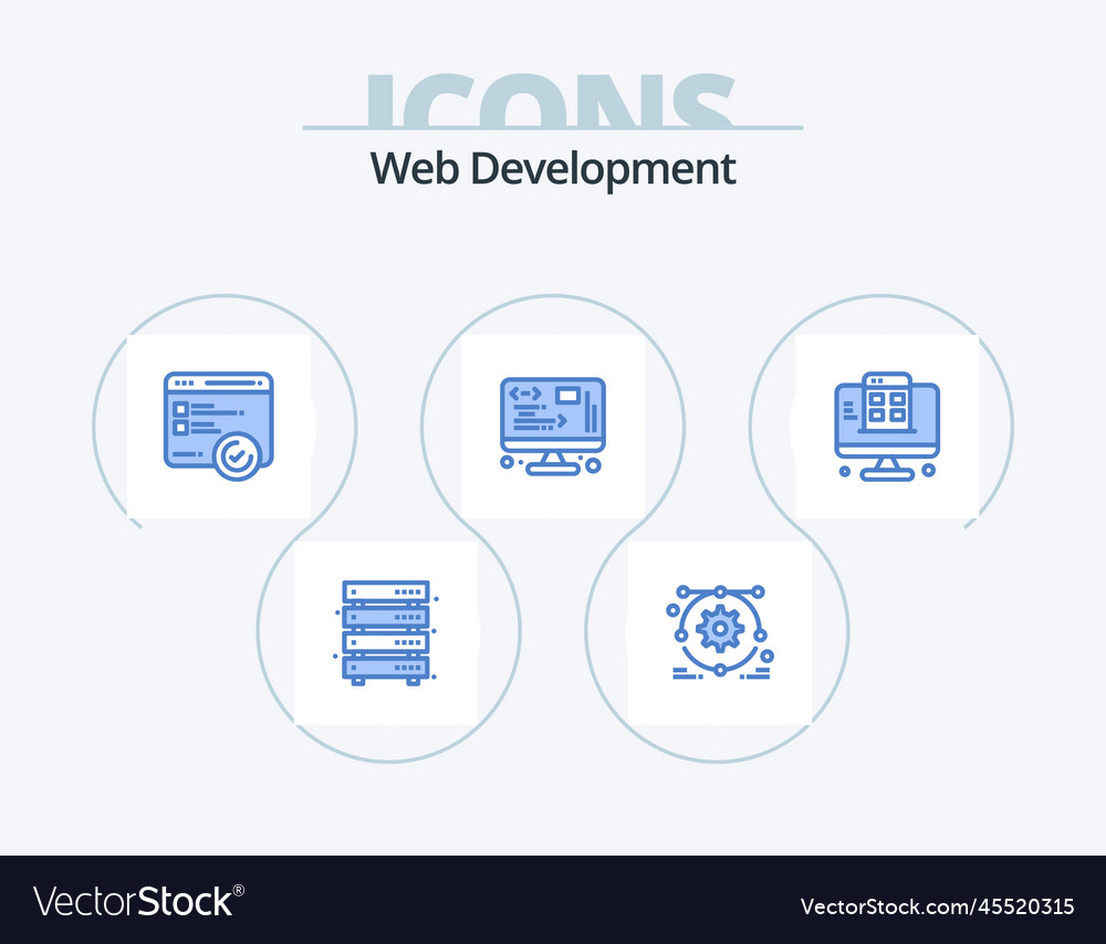 Web development blue icon pack 5 icon design Vector Image