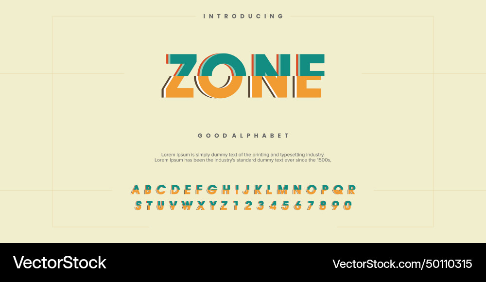 Zone futuristic minimalist display font design Vector Image