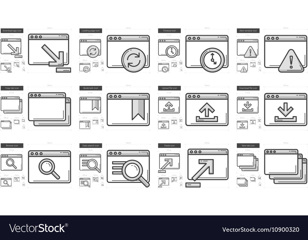 Application line icon set Royalty Free Vector Image