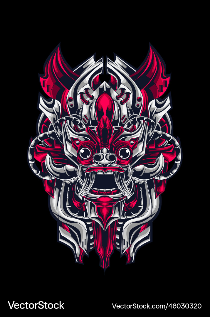 Barong or rangda head mythology bali Royalty Free Vector