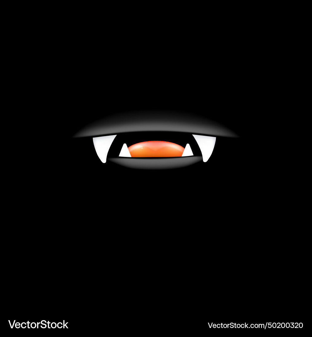 Cartoon open mouth with fangs isolated Royalty Free Vector