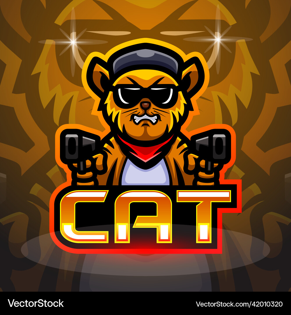 Cat esport logo mascot design Royalty Free Vector Image