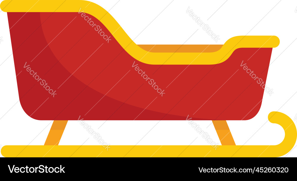 Christmas sleigh icon flat santa sledge Royalty Free Vector