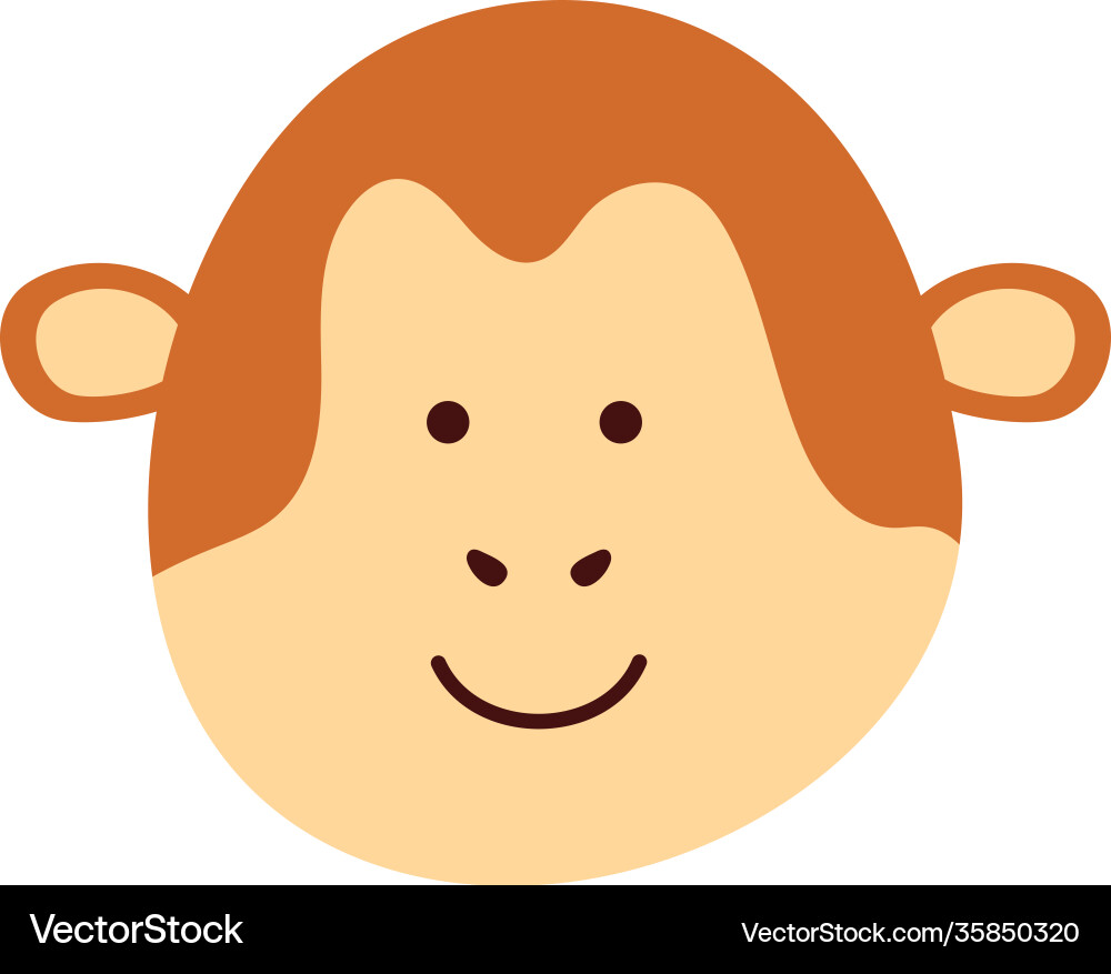 Cute monkey little animal head character Vector Image