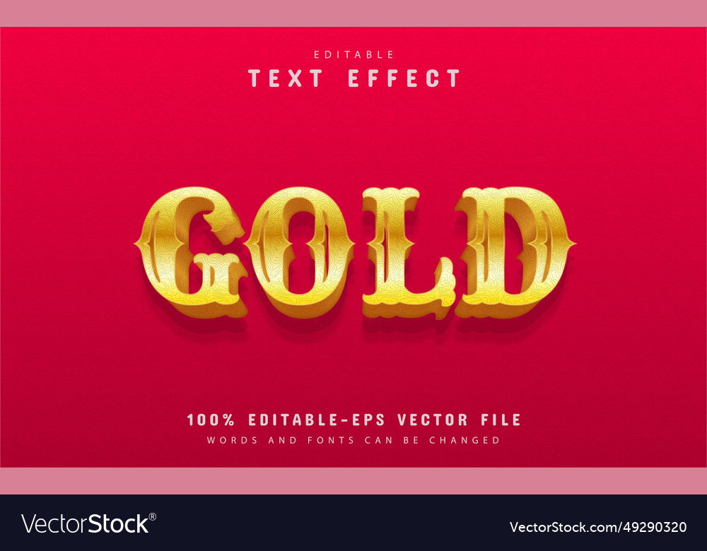 Gold text effect editable Royalty Free Vector Image
