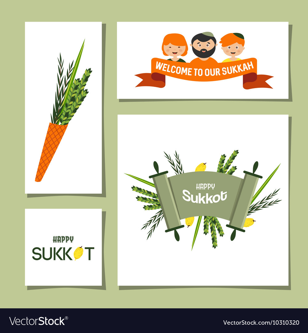 Greeting cards for Jewish holiday Sukkot Vector Image