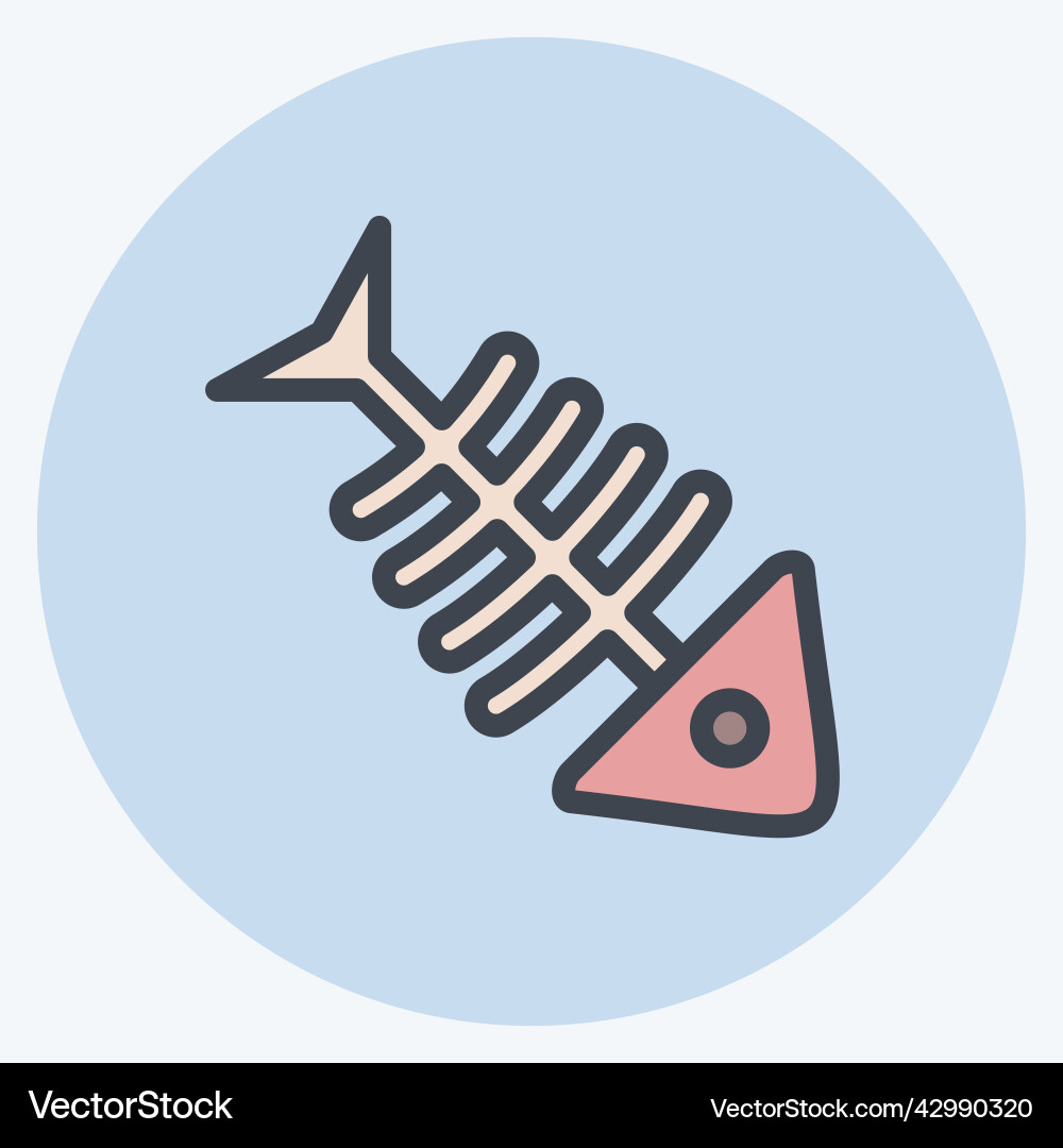 Icon fish bone suitable for seafood symbol color Vector Image