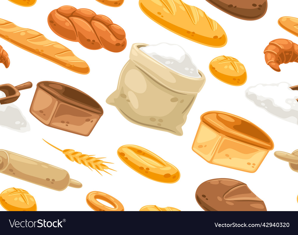 Seamless pattern with bread all for baking image Vector Image